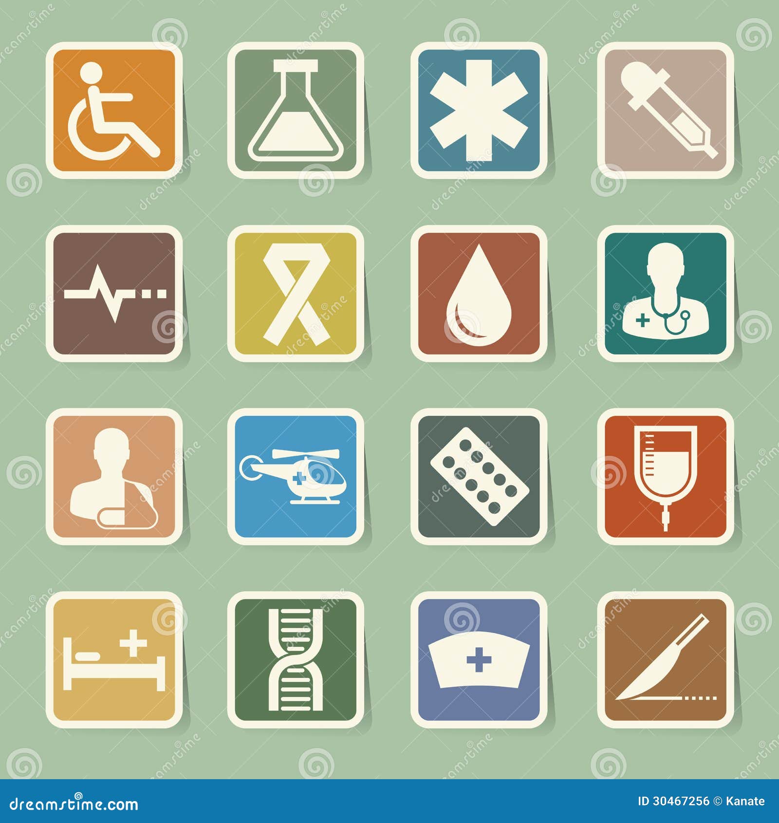 Medical Sticker Icons Set, . Illustration Stock Vector - Illustration ...