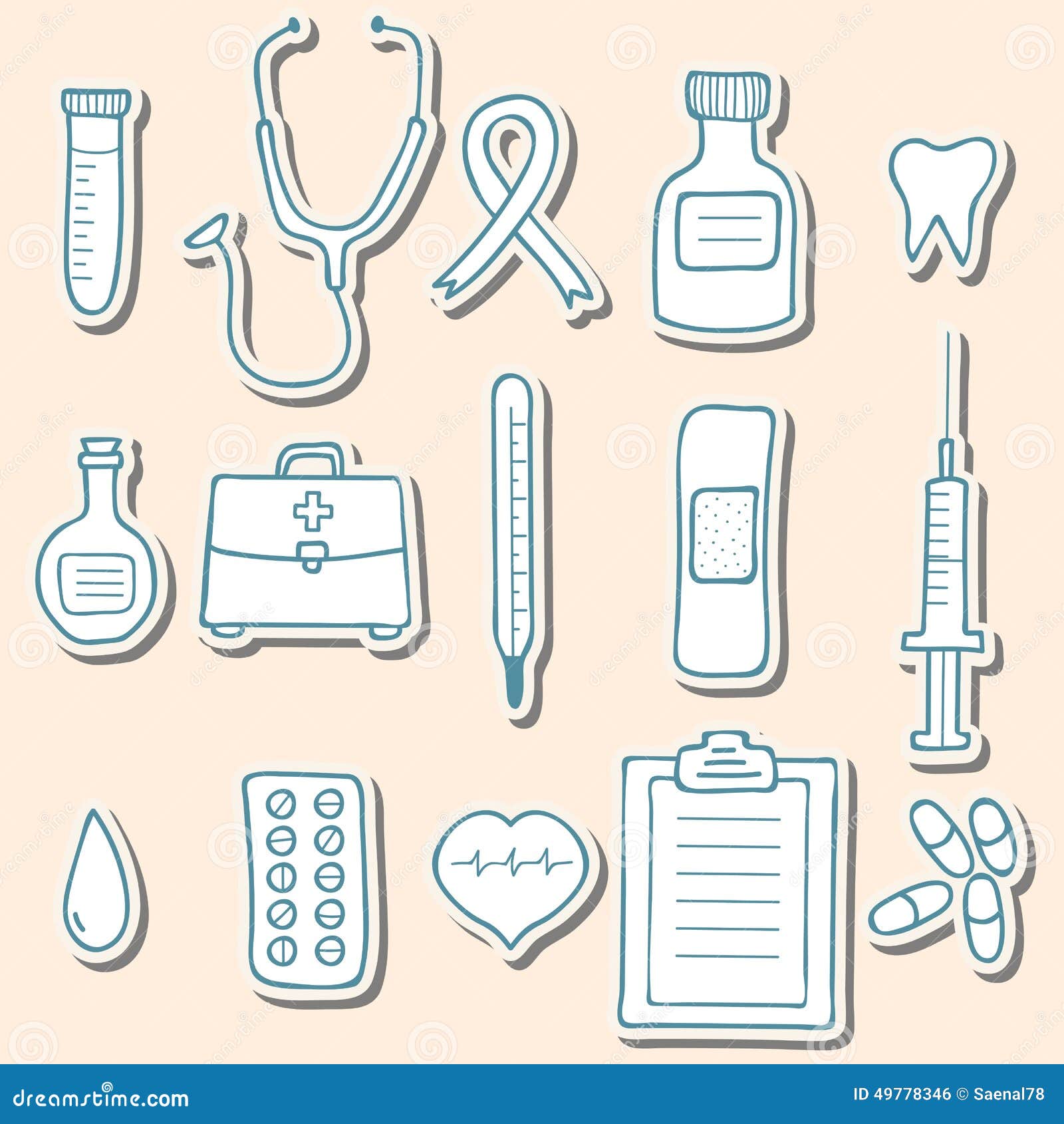 Medical sticker icons stock vector. Illustration of doodle - 49778346