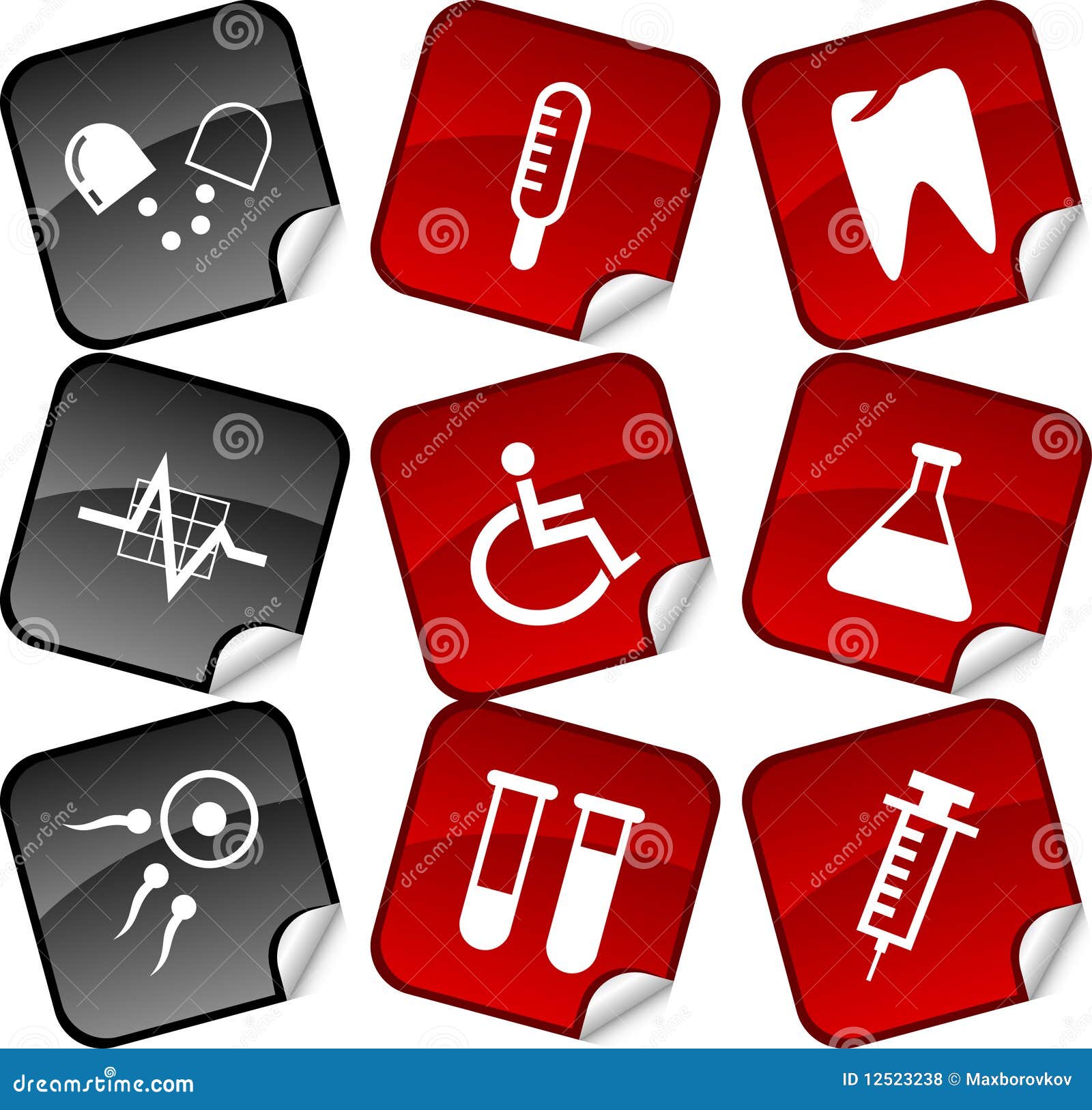 Set Of Medical Stickers Logo Badges Labels. Vector Illustration ...