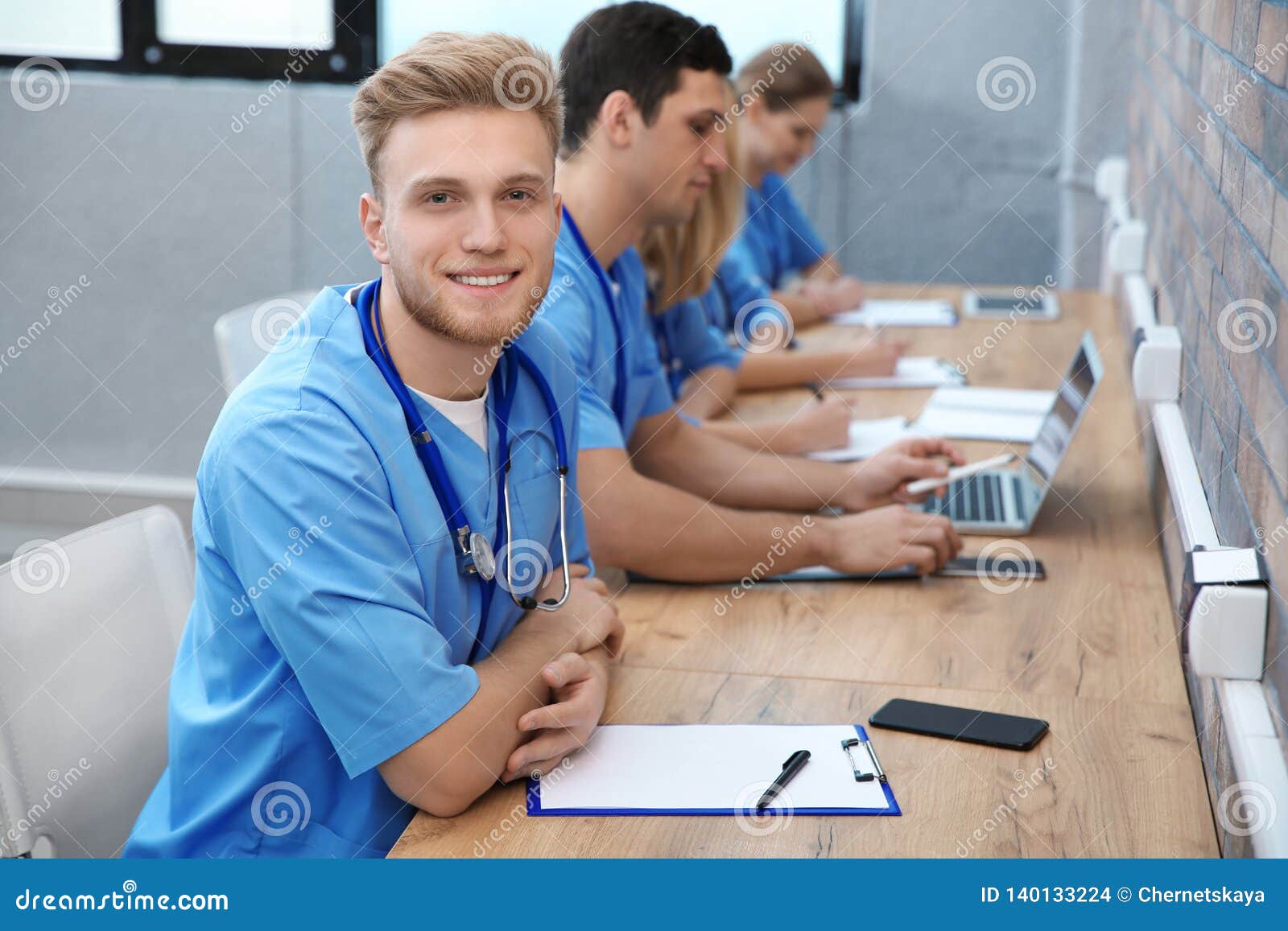 Medical Student with Groupmates Studying Stock Photo - Image of ...