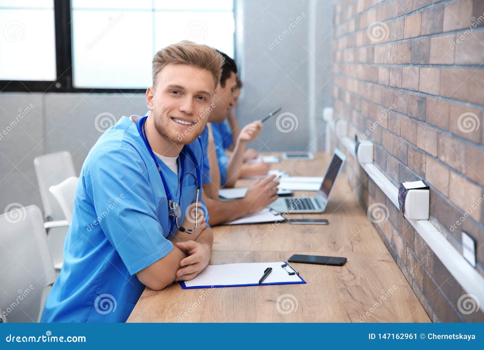 Medical Student with Groupmates Studying Stock Image - Image of health ...