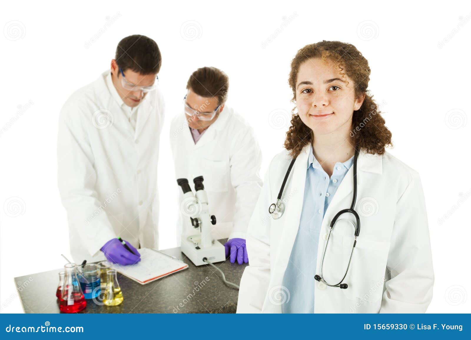 Medical Student in Lab stock photo. Image of intern, microscope - 15659330