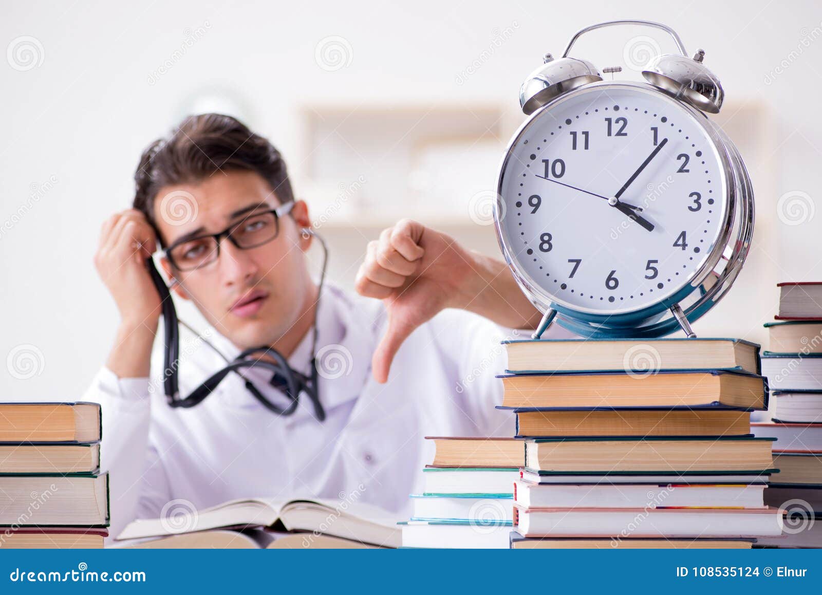 The Medical Student Running Out of Time for Exams Stock Photo - Image ...
