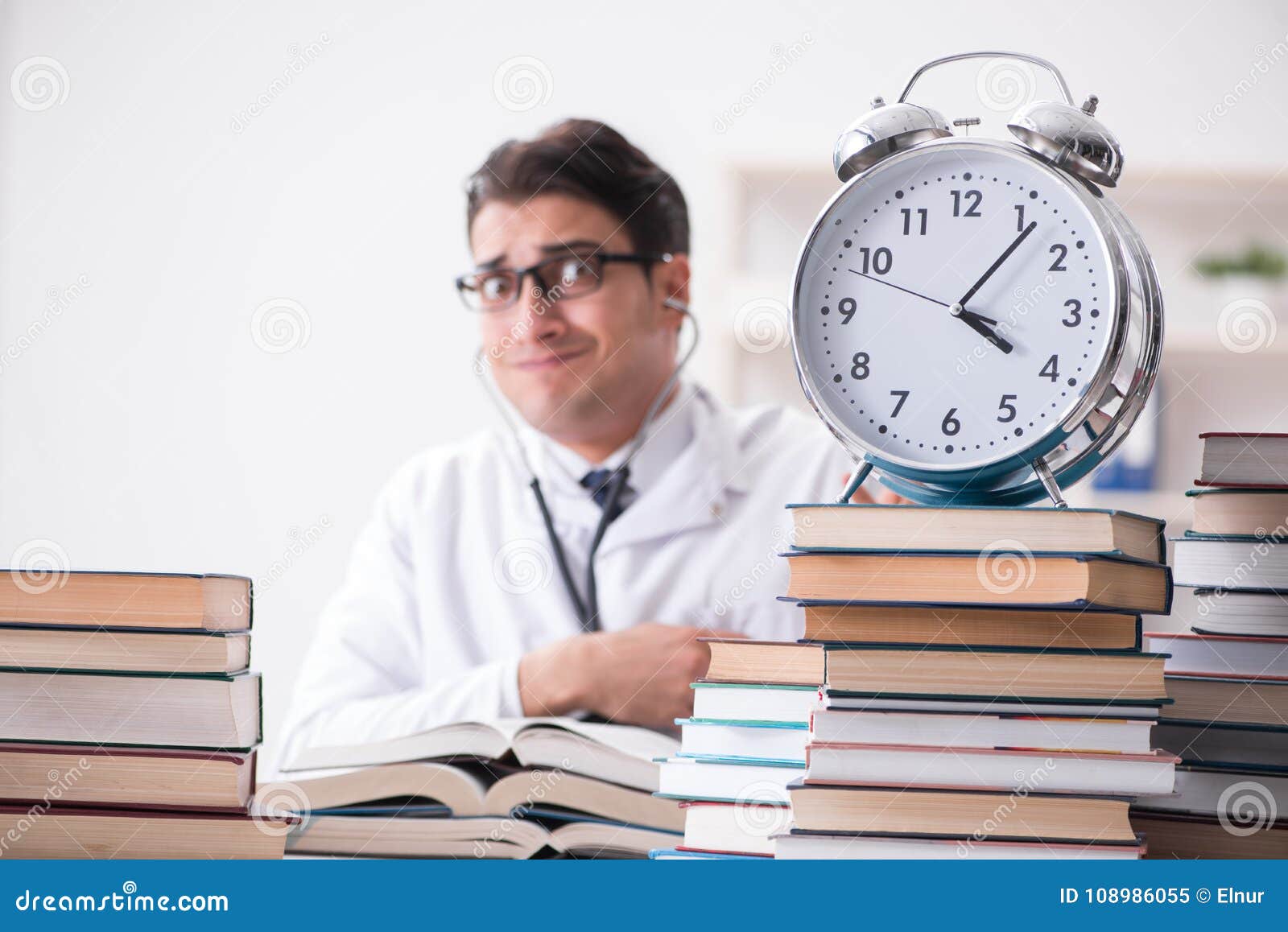 The Medical Student Running Out of Time for Exams Stock Image - Image ...