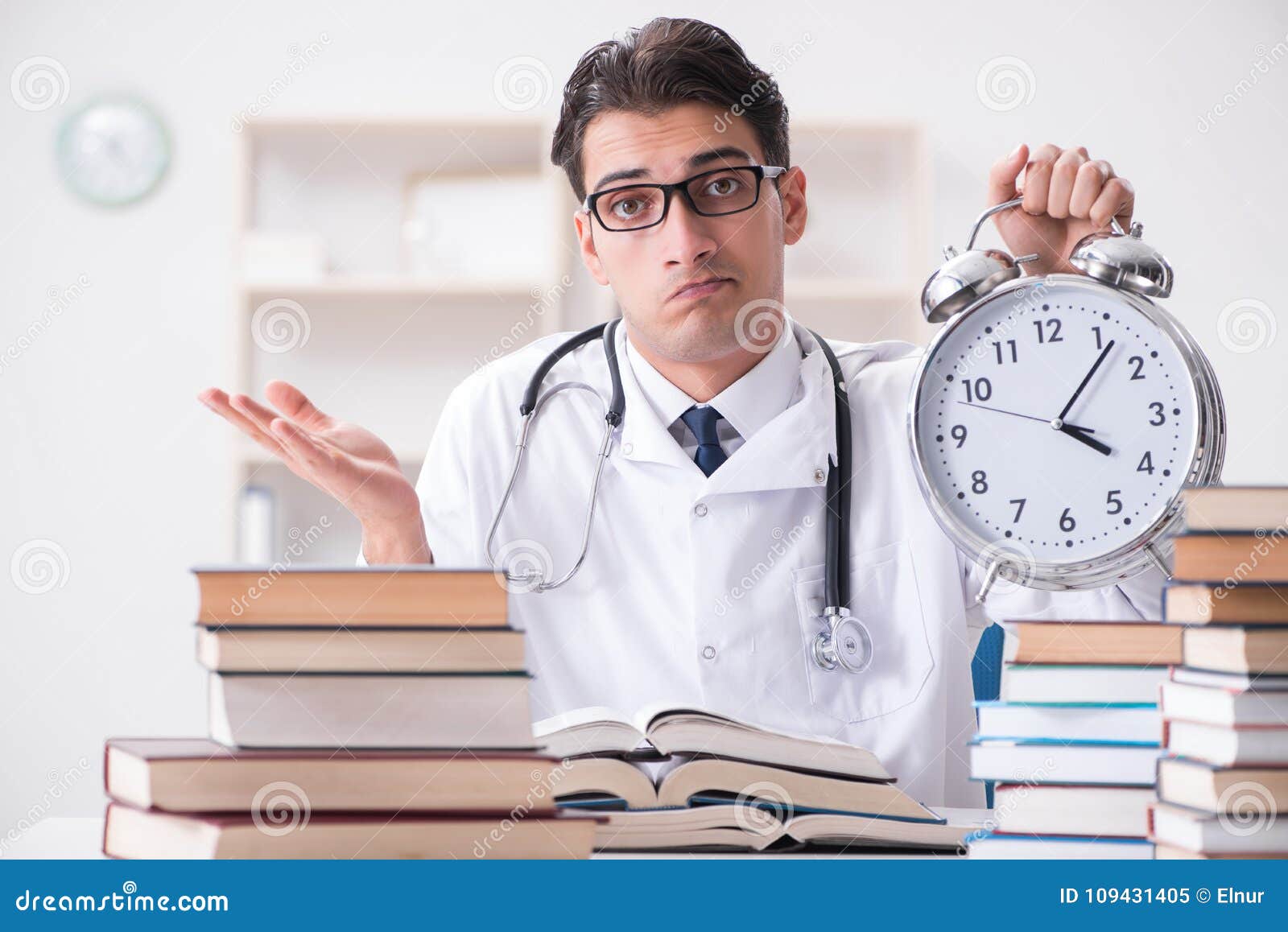The Medical Student Running Out of Time for Exams Stock Image - Image ...