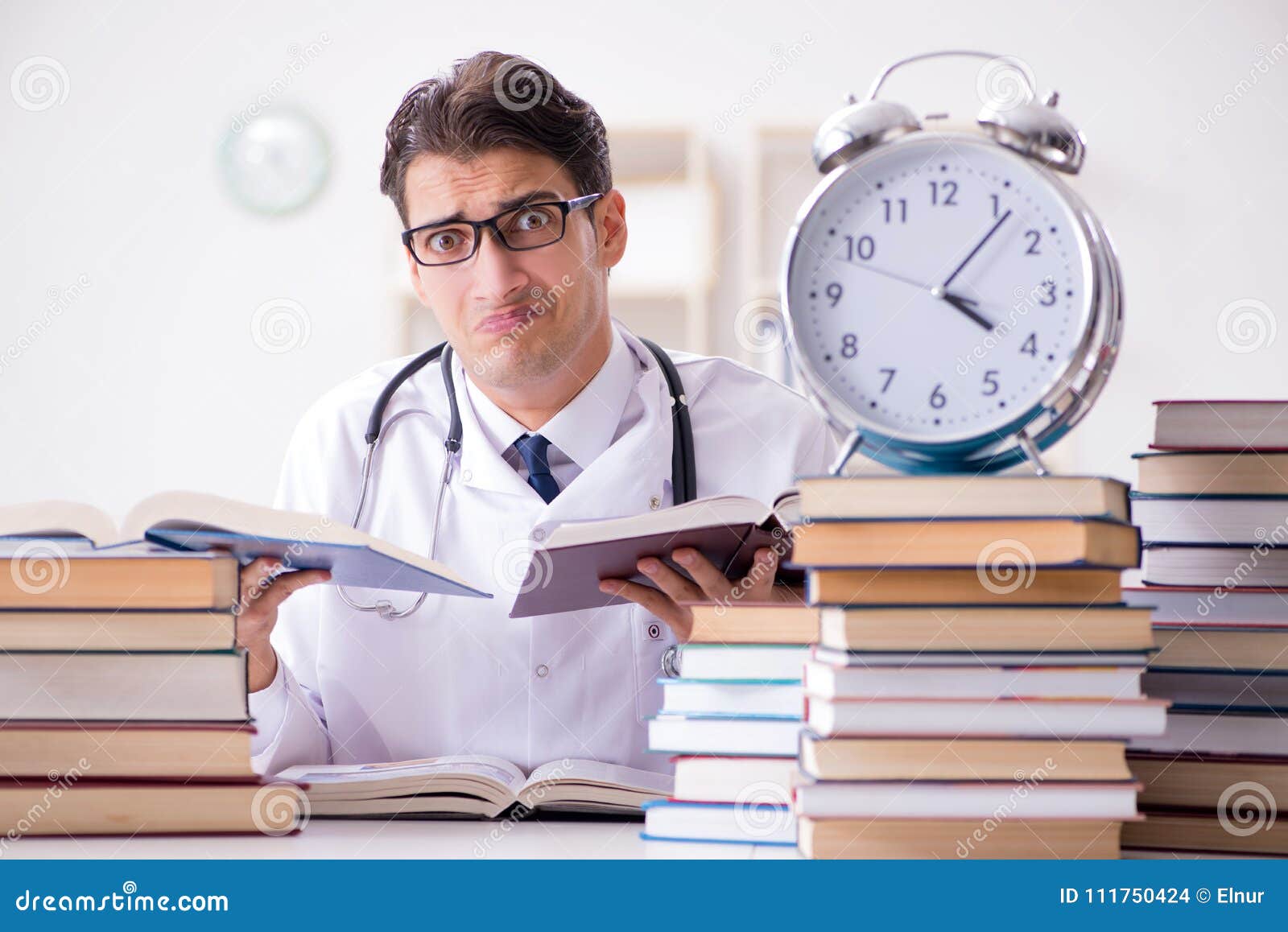 The Medical Student Running Out of Time for Exams Stock Photo - Image ...