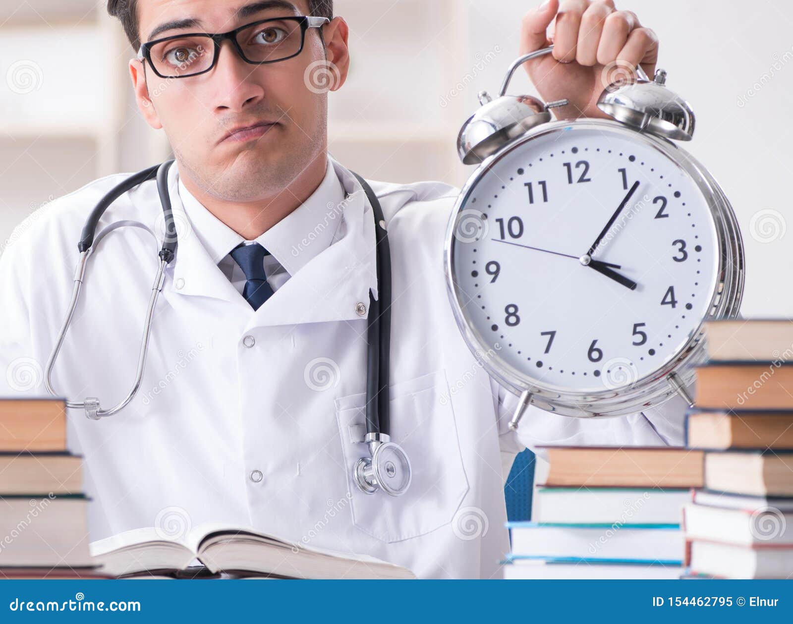 Medical Student Running Out of Time for Exams Stock Image - Image of ...
