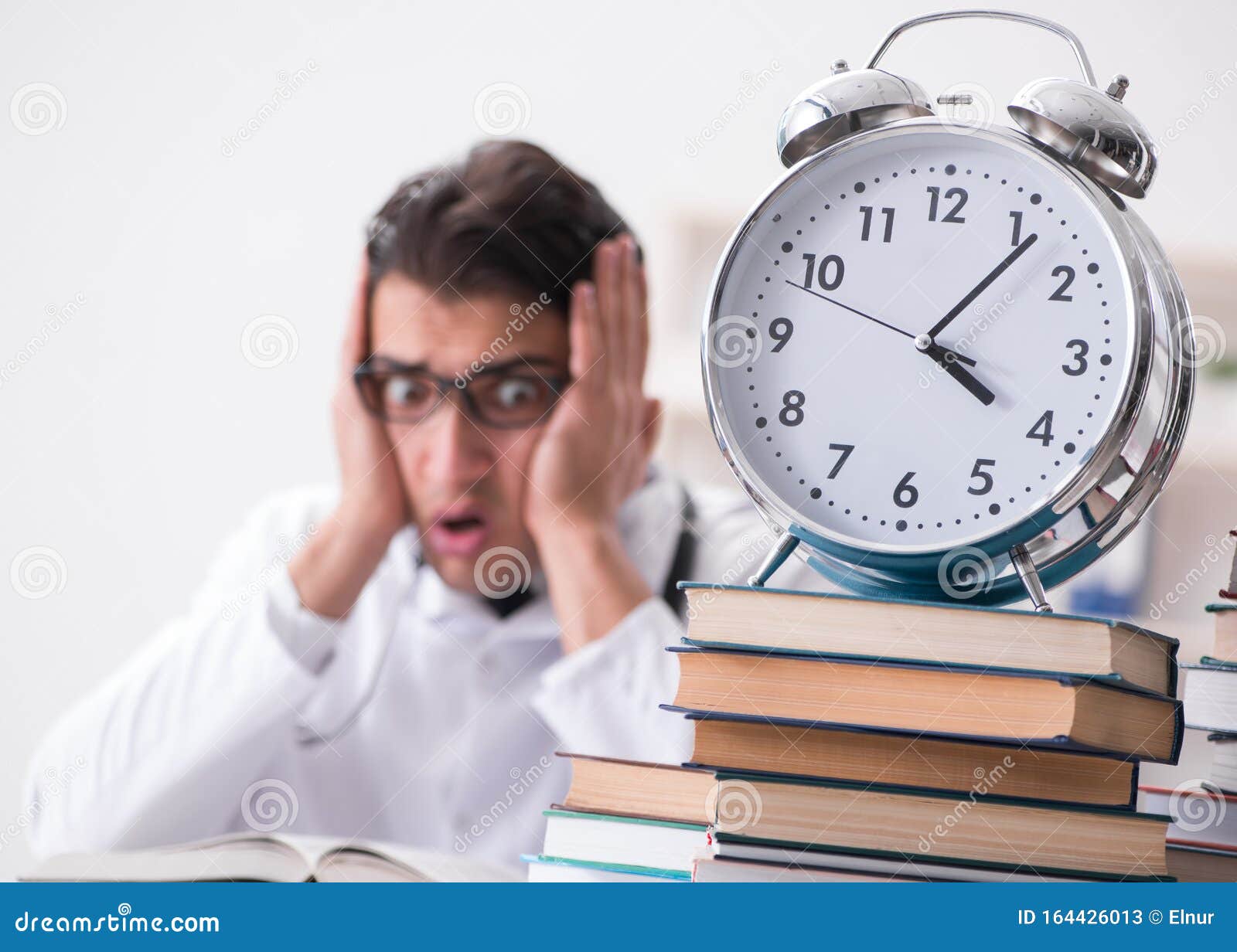 The Medical Student Running Out of Time for Exams Stock Image - Image ...