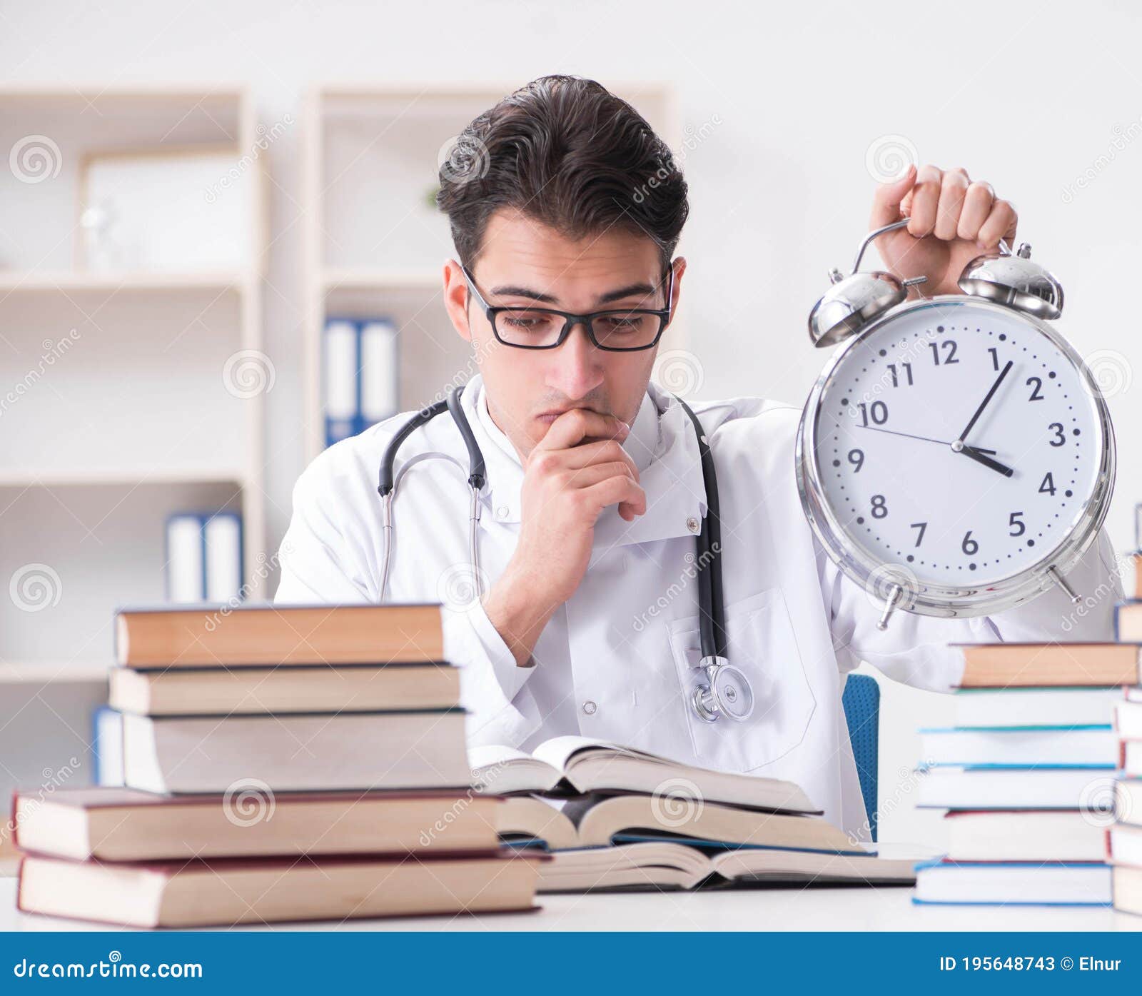 Medical Student Running Out of Time for Exams Stock Image - Image of ...