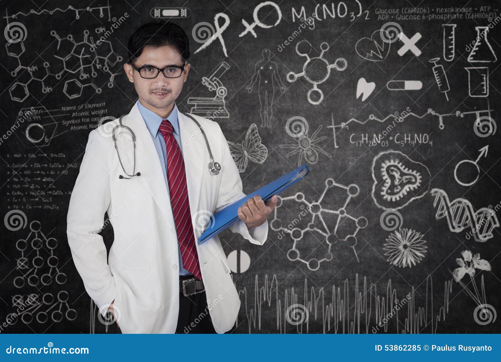 Medical Student with Scribble on the Blackboard Stock Image - Image of ...