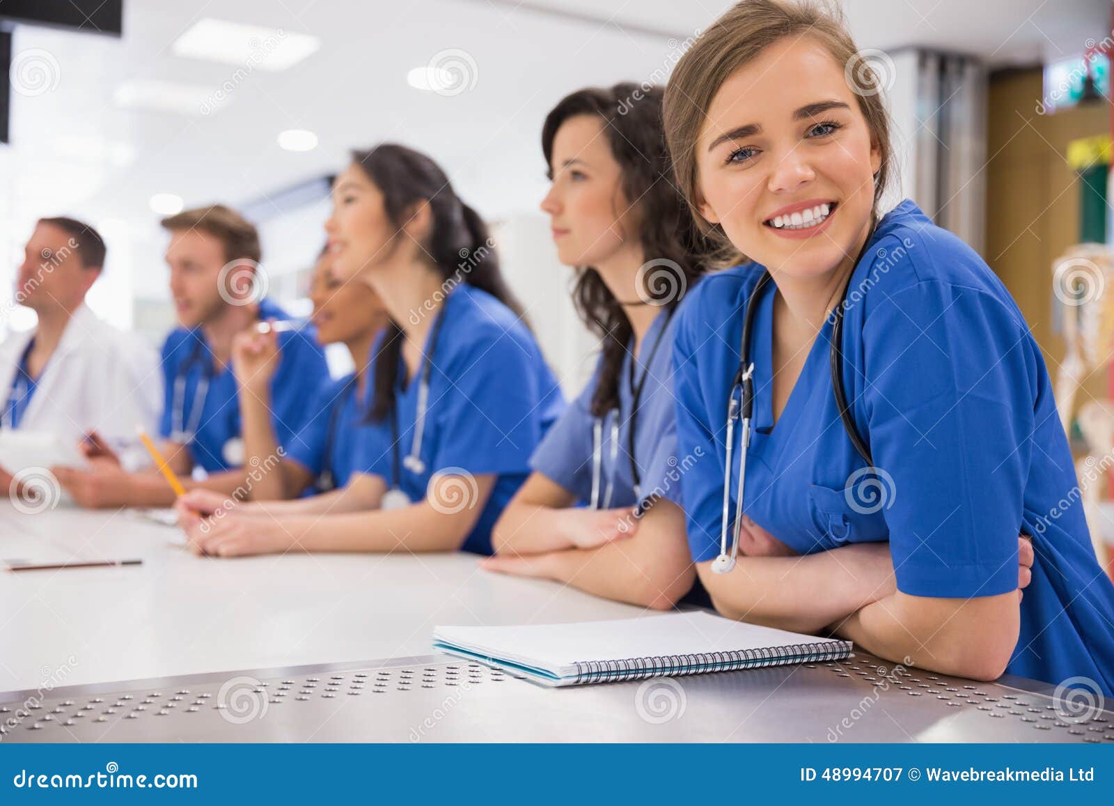Medical Student Smiling at the Camera during Class Stock Image - Image ...