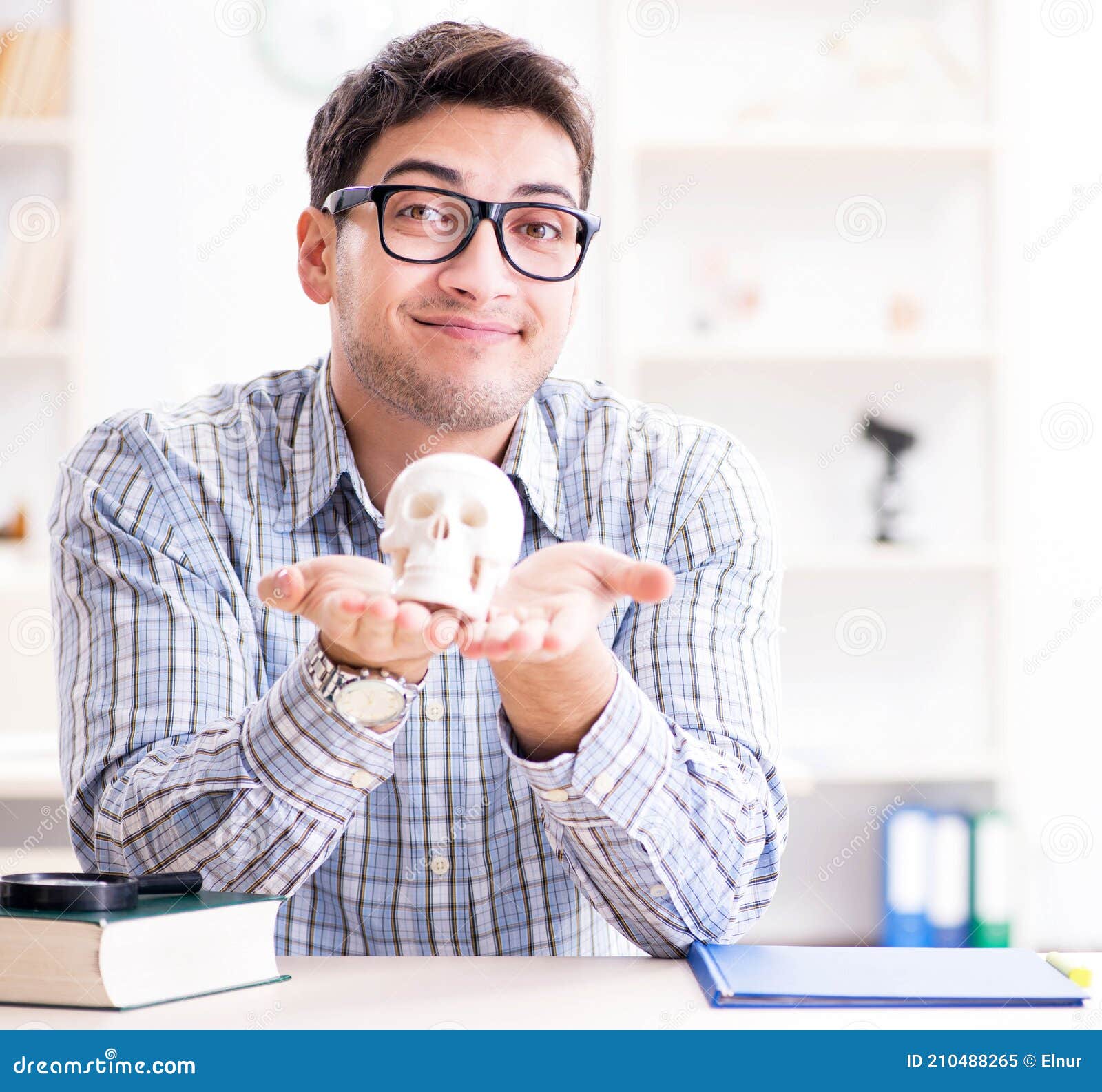 Medical Student Studing the Skeleton Stock Image - Image of doctor ...