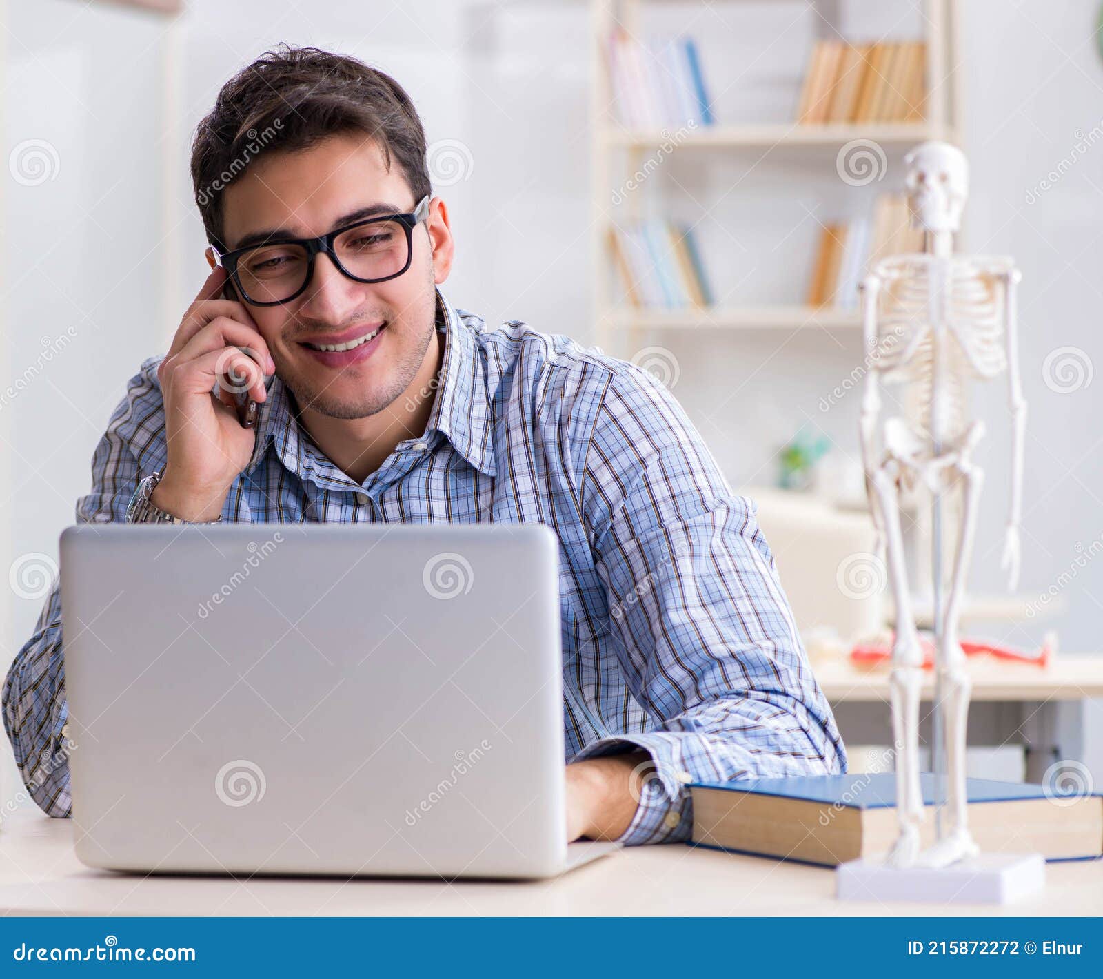 Medical Student Studying in Classroom Stock Photo - Image of preparing ...