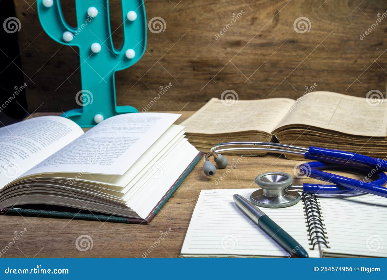 Medical Student Textbooks and Stethoscope on the Table. Stock Photo ...