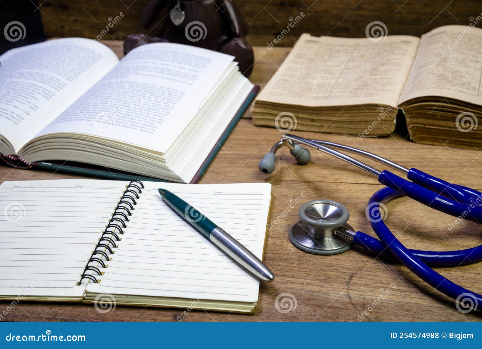 Medical Student Textbooks and Stethoscope on the Table. Stock Photo ...