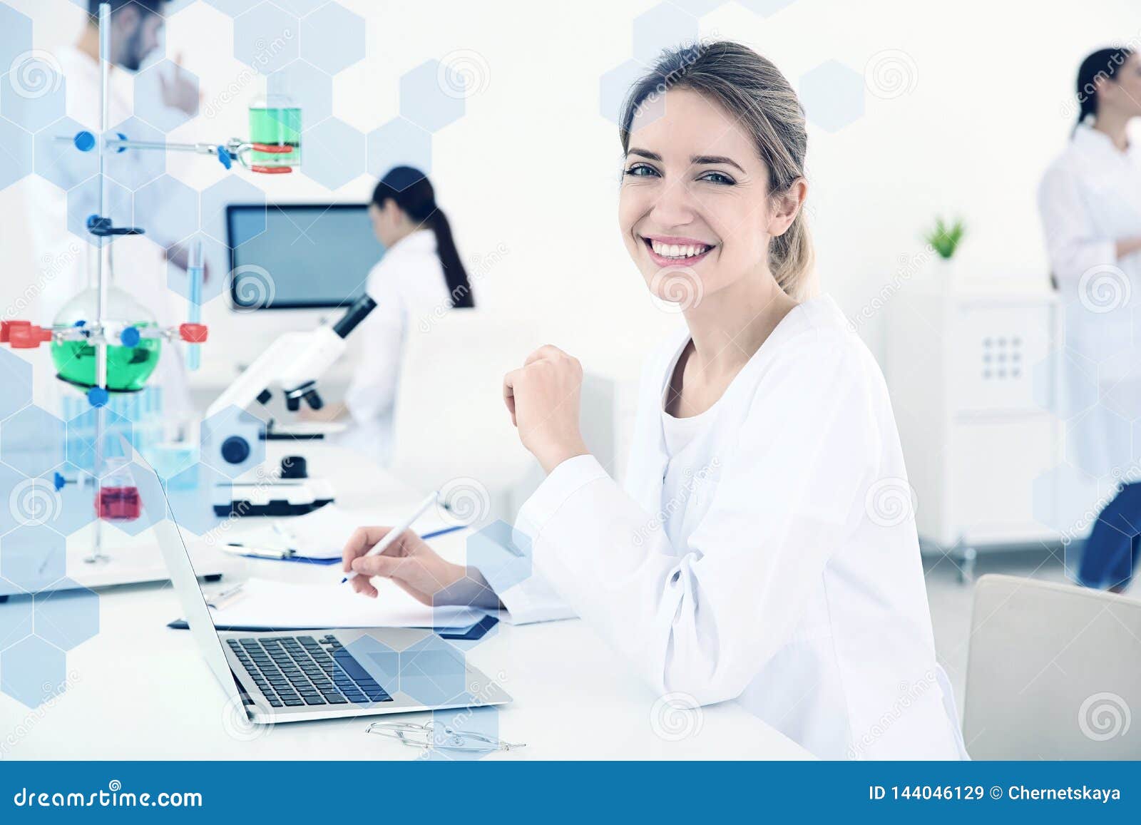 Medical Student Working with Laptop in Laboratory Stock Image - Image ...