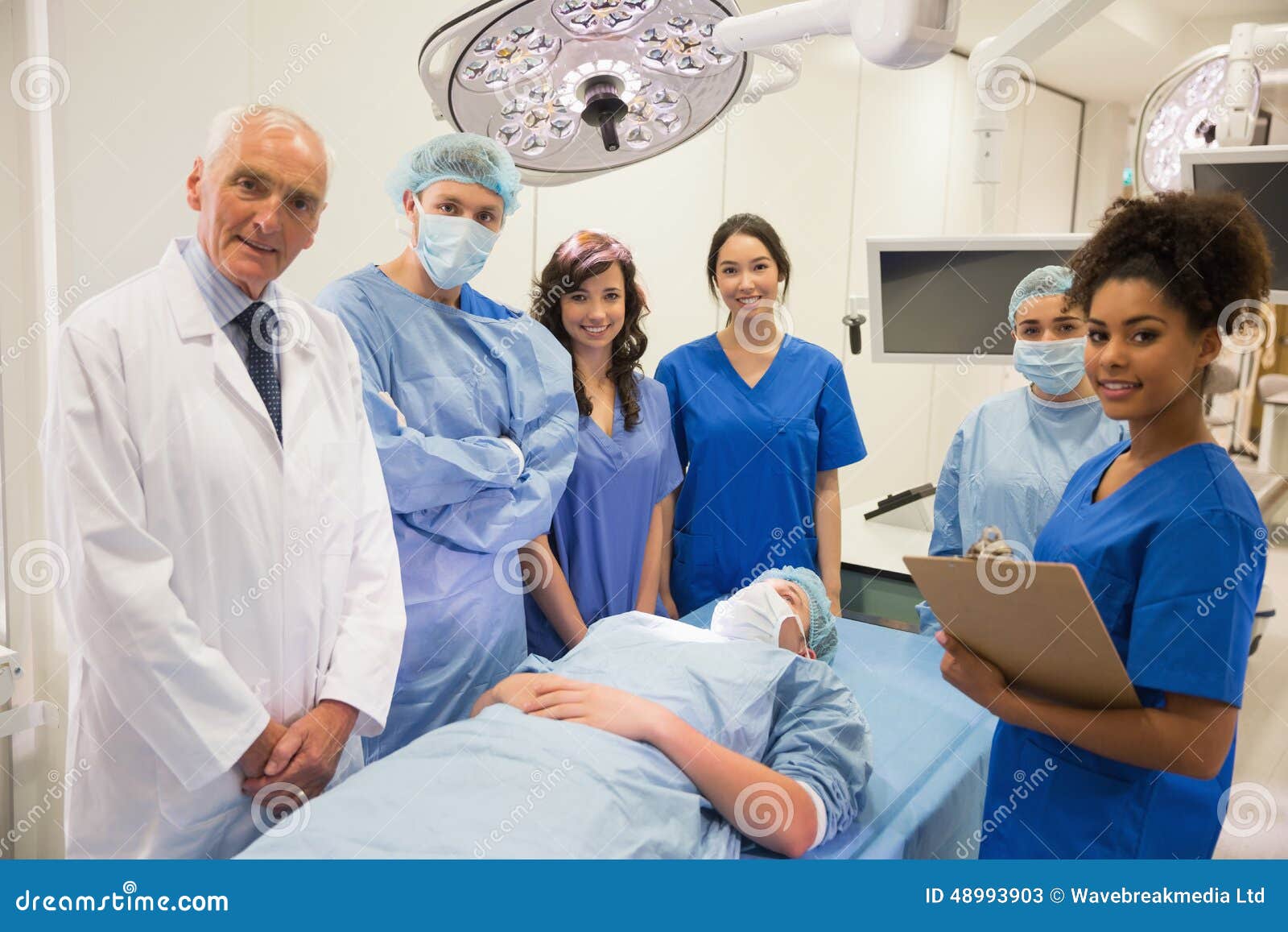 Medical Students and Professor Smiling at Camera Stock Image - Image of ...