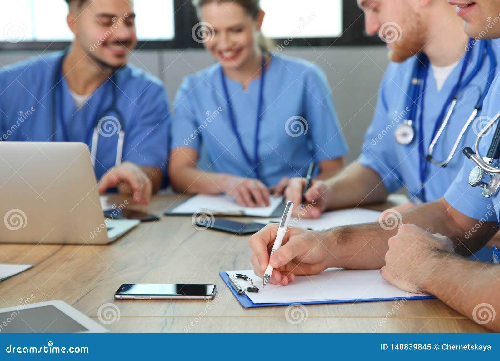 Medical Students Studying at University, Closeup Stock Image - Image of ...