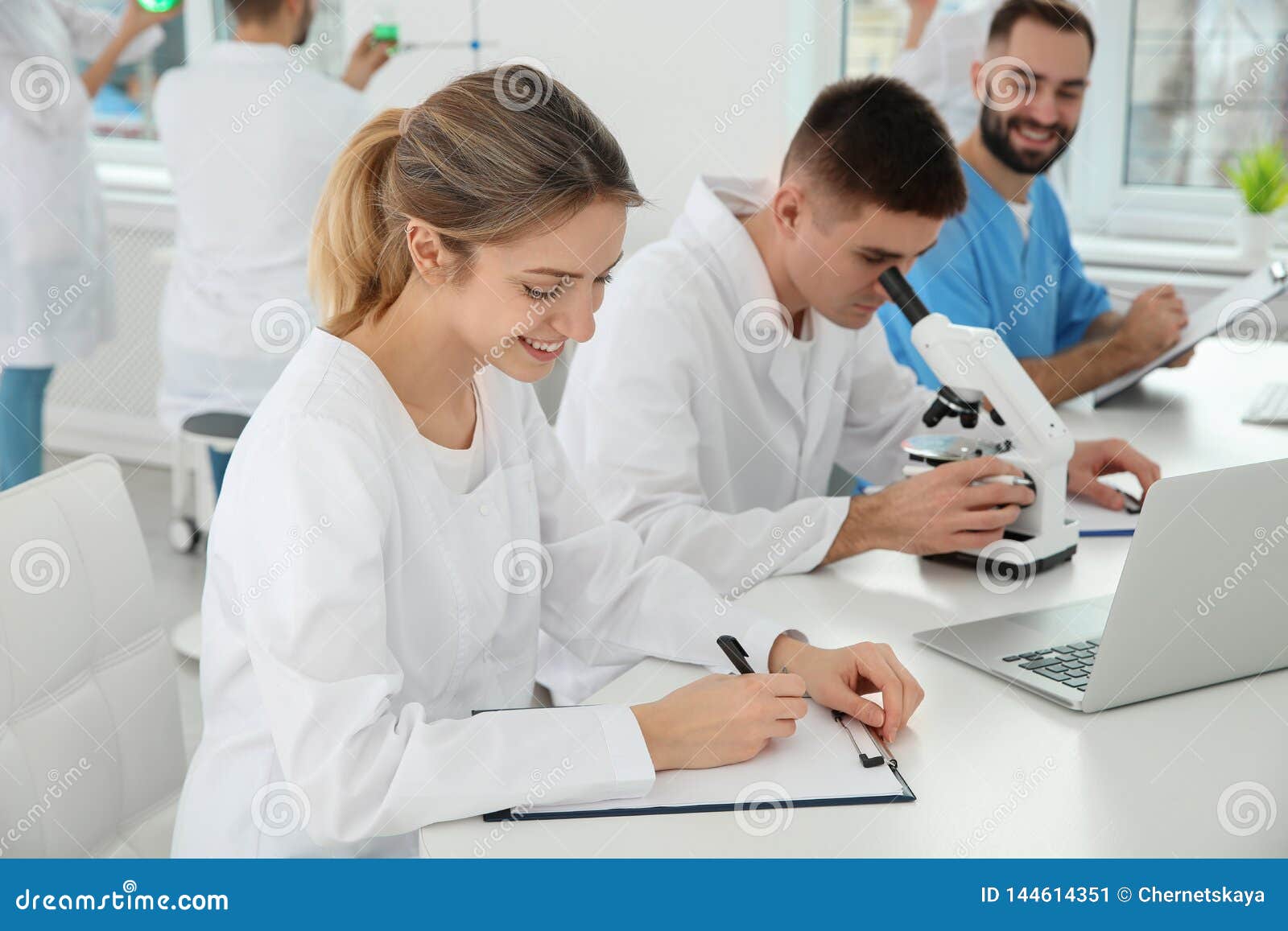 Medical Students Working in Modern Laboratory Stock Image - Image of ...