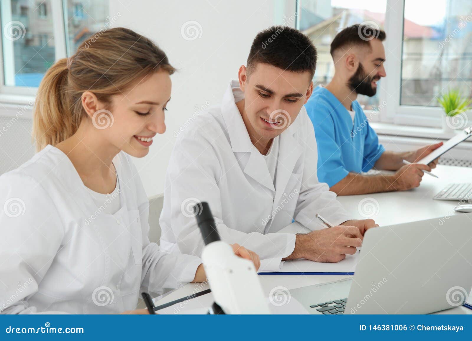 Medical Students Working in Scientific Laboratory Stock Photo - Image ...