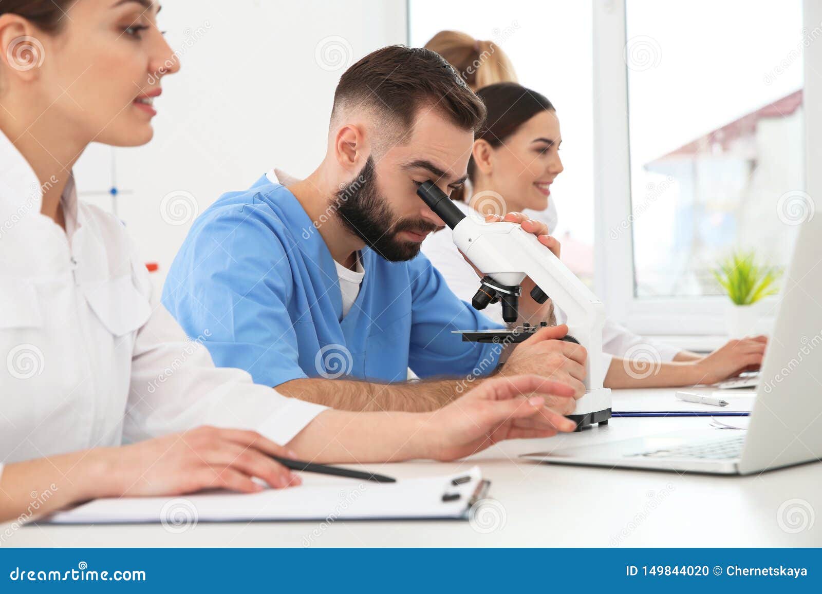 Medical Students Working in Scientific Laboratory Stock Photo - Image ...