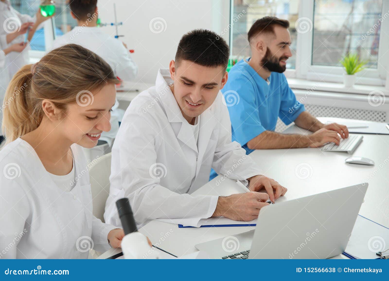 Medical Students Working in Scientific Laboratory Stock Photo - Image ...