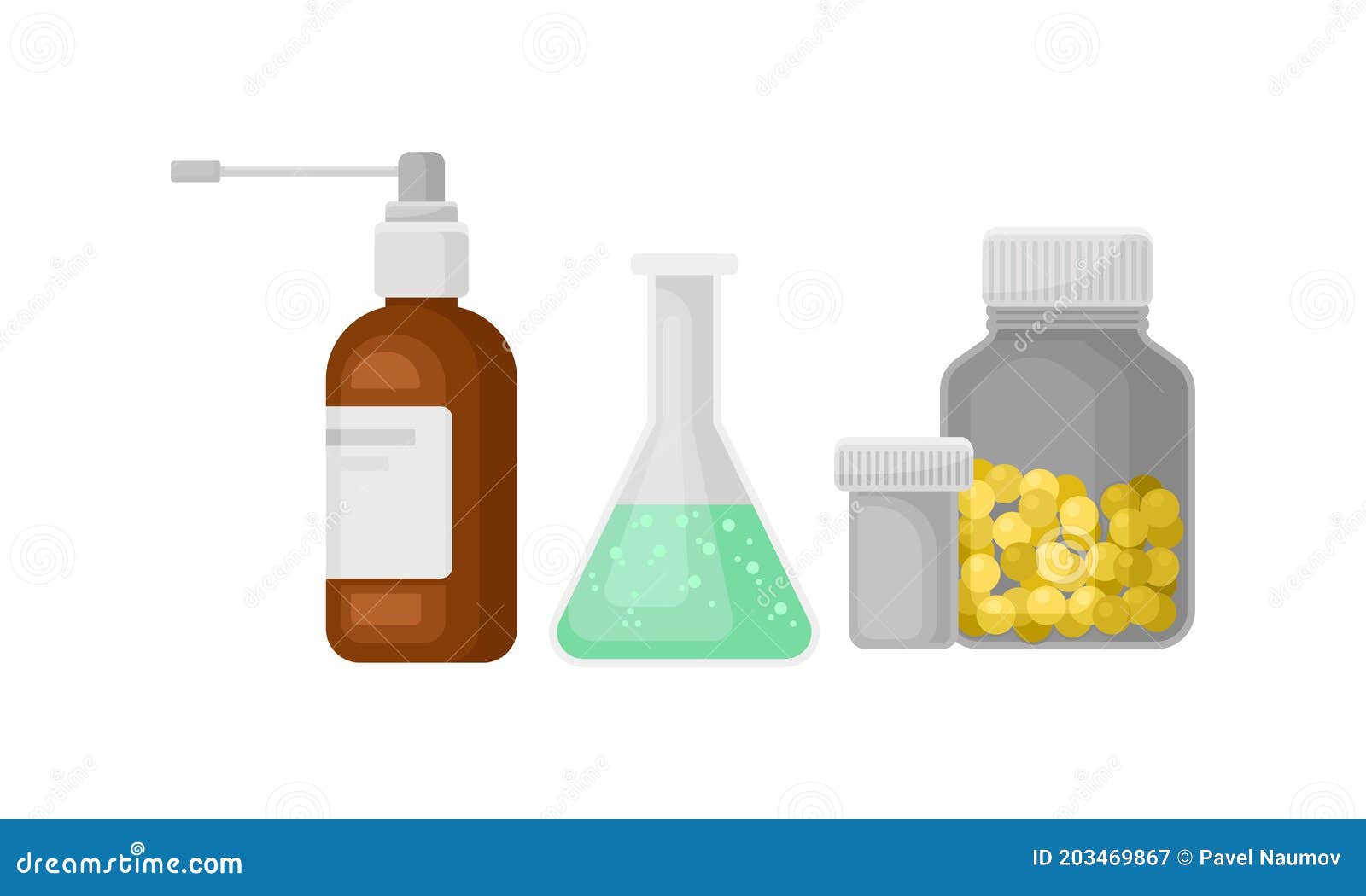 Medical Stuff Vector Set. Different Medicines and Tools Used in ...