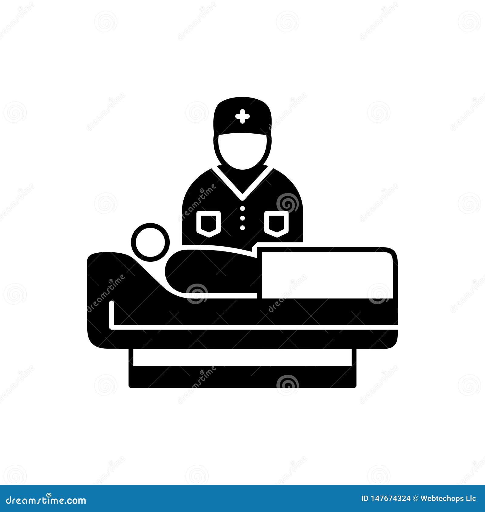 Black Solid Icon for Medical Support, Patient and Doctor Stock Vector ...