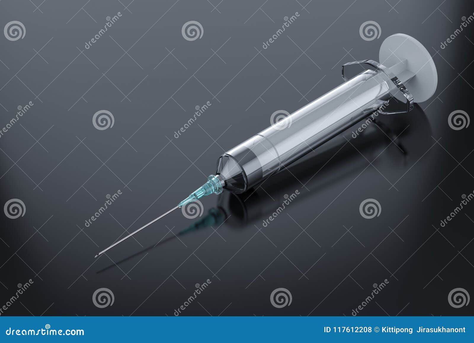 Medical syringe on black stock illustration. Illustration of treatment ...