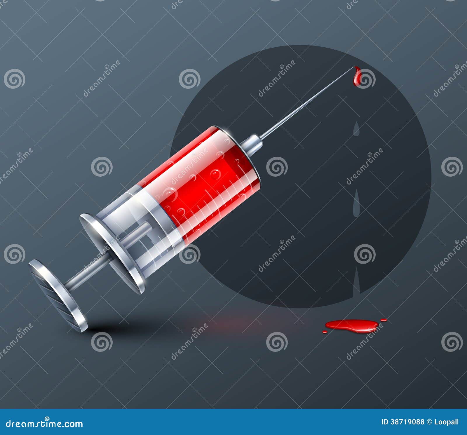 Medical Syringe with Blood Drops Stock Illustration - Illustration of ...