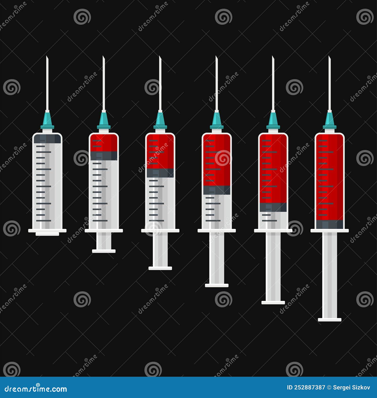 Medical Syringe with Blood Icon Set. Vector Stock Vector - Illustration ...
