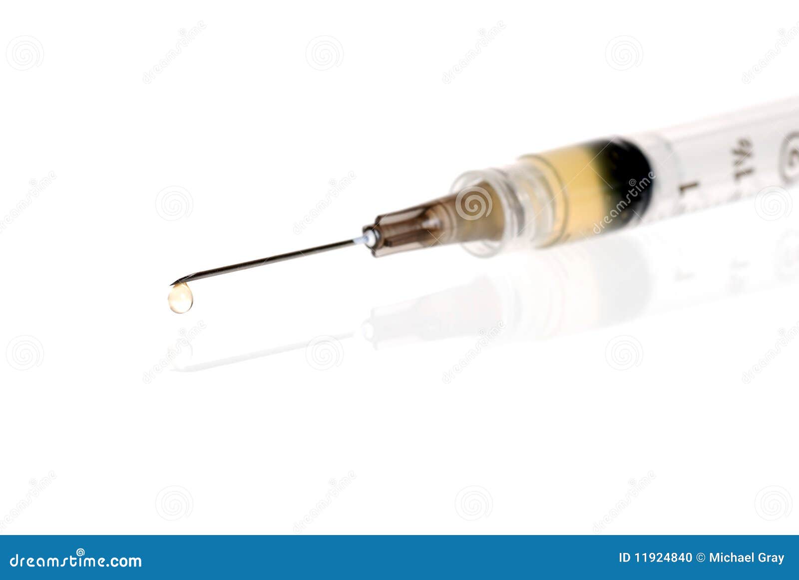 Medical Syringe with Drip Focus on Tip Stock Photo - Image of health ...