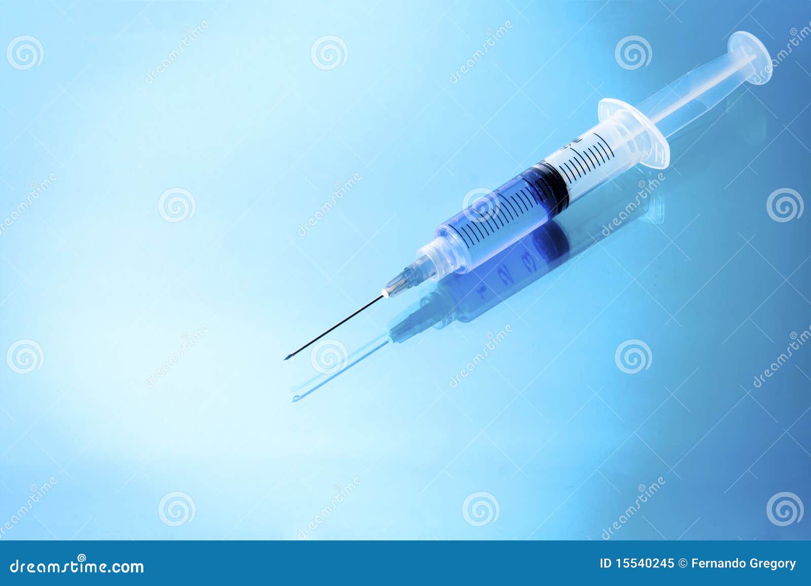 Medical Syringe on Glossy Background Stock Image - Image of worry ...
