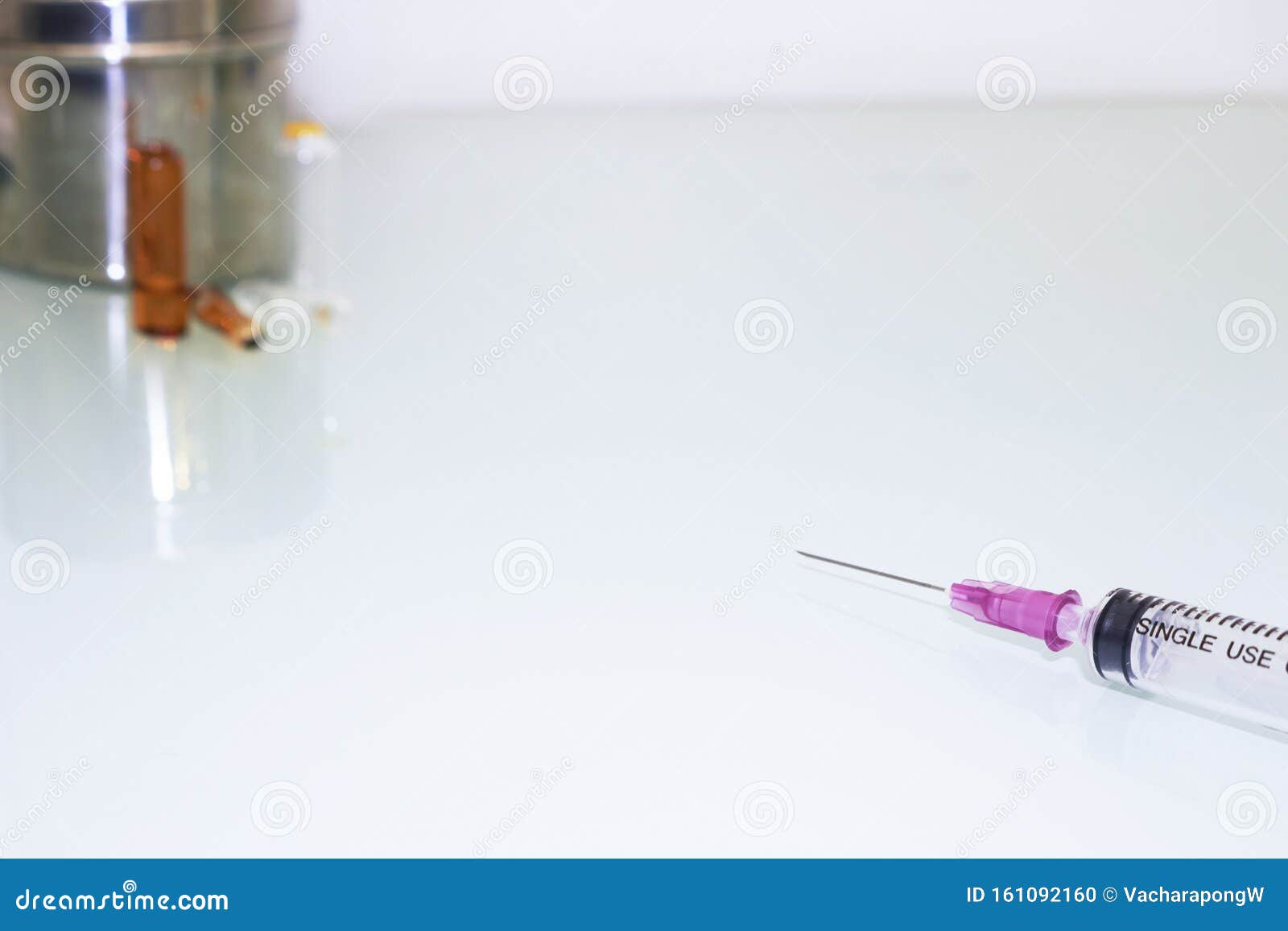 Medical Syringe , Needle Point To Ampules Background Stock Illustration ...