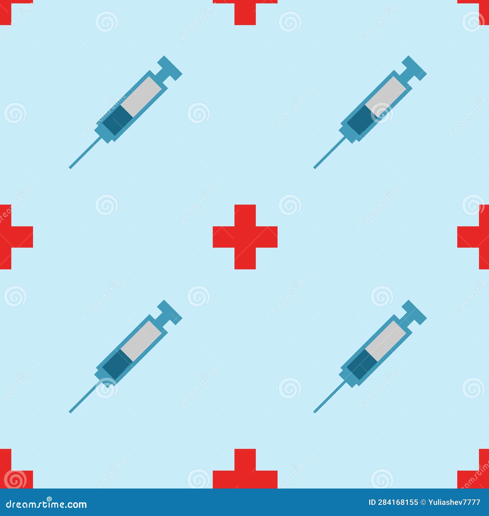 Medical Syringe and Red Cross, Seamless Pattern, Vector Stock Vector ...