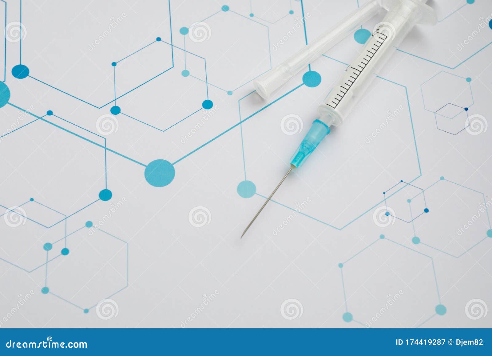 Medical Syringe on the Science Background Stock Image - Image of ...
