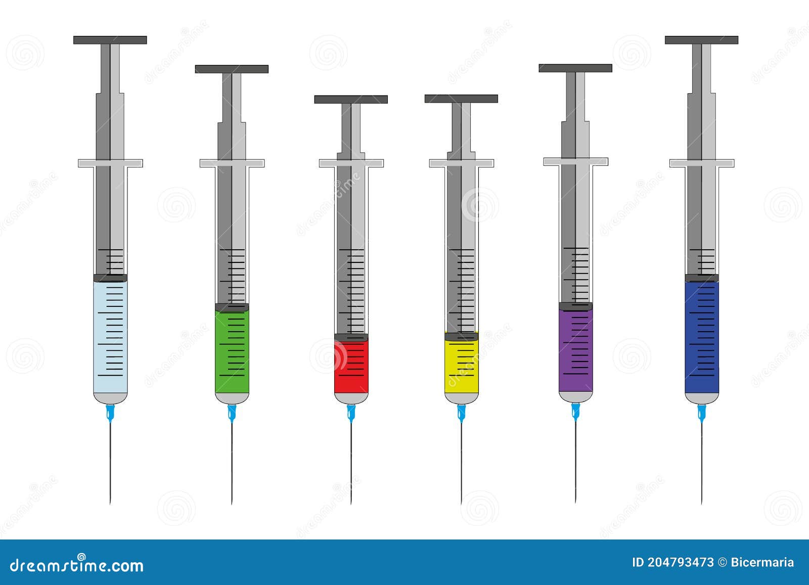Medical Syringe Set on White Background Vector Illustration. Stock ...