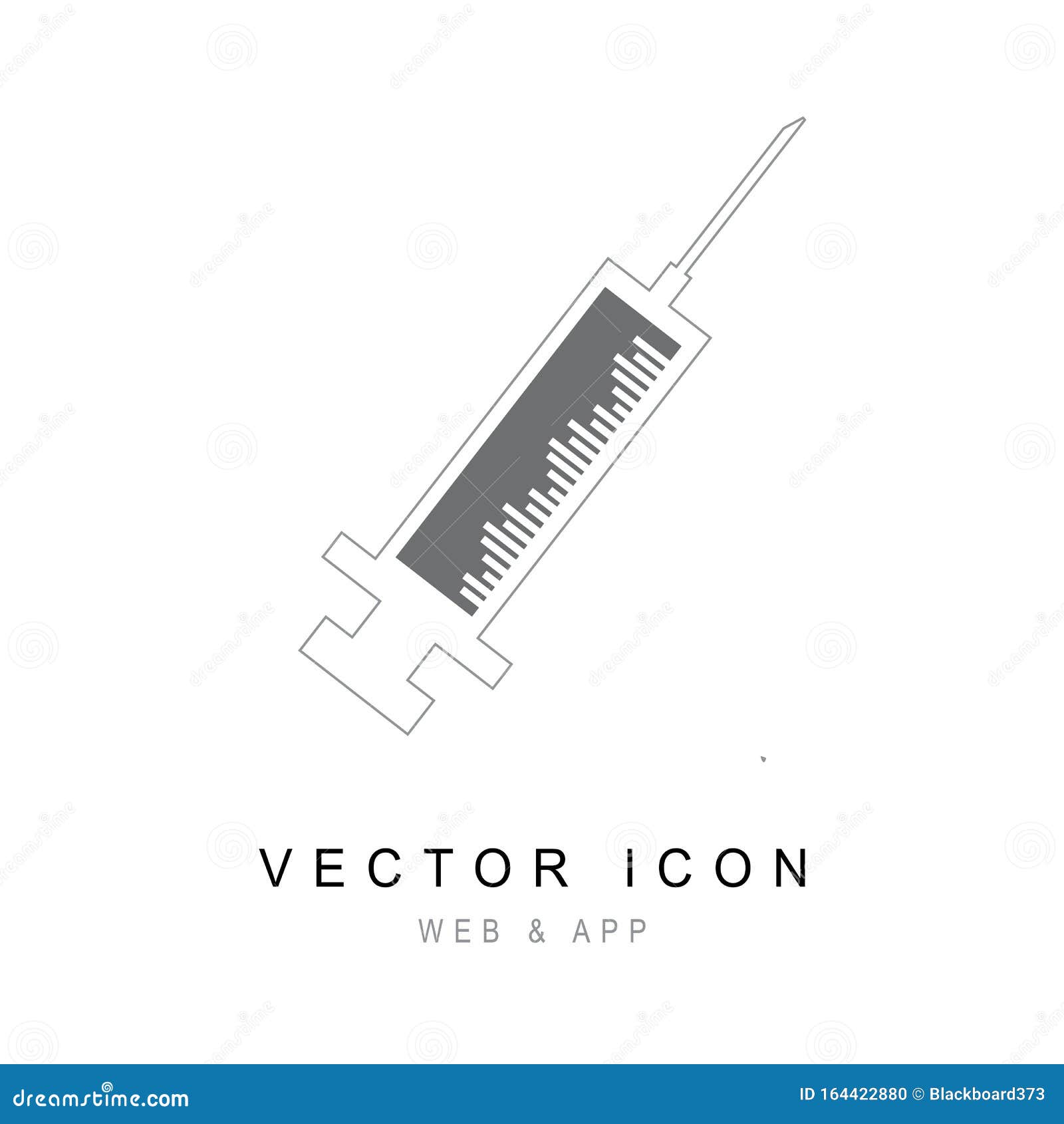 Medical Syringe Vector Icon Symbol Isolated on White Background Stock ...