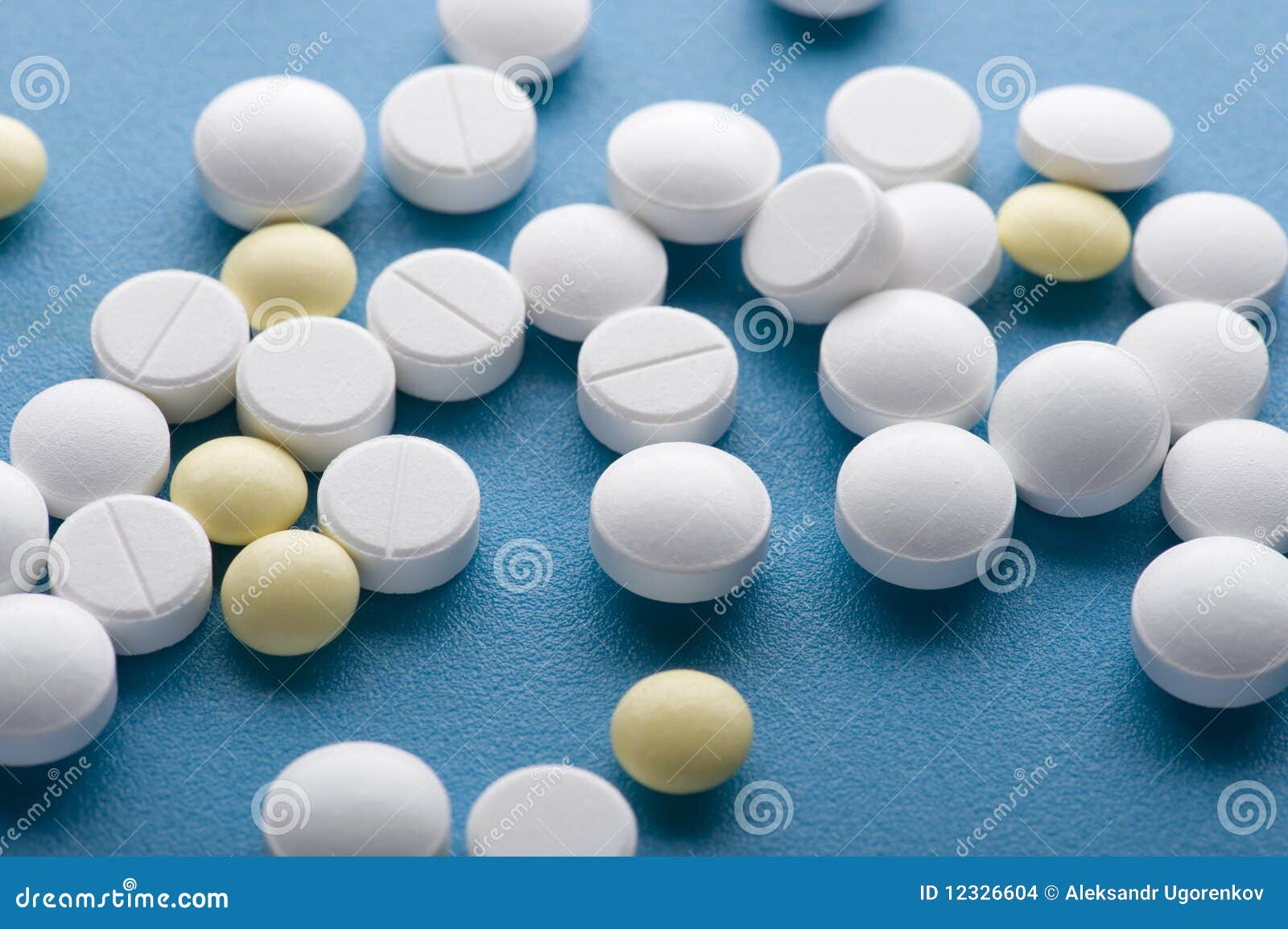 Medical Tablet on Blue Background Stock Photo - Image of prescription ...