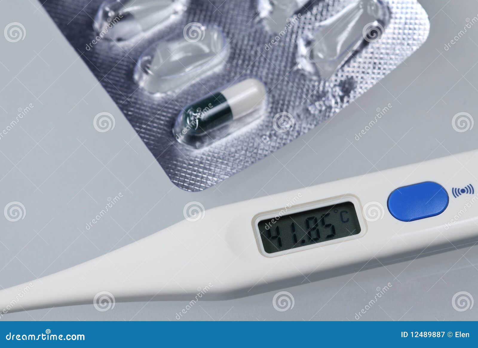 Medical Tablets and Thermometer Stock Image - Image of chemist, pill ...