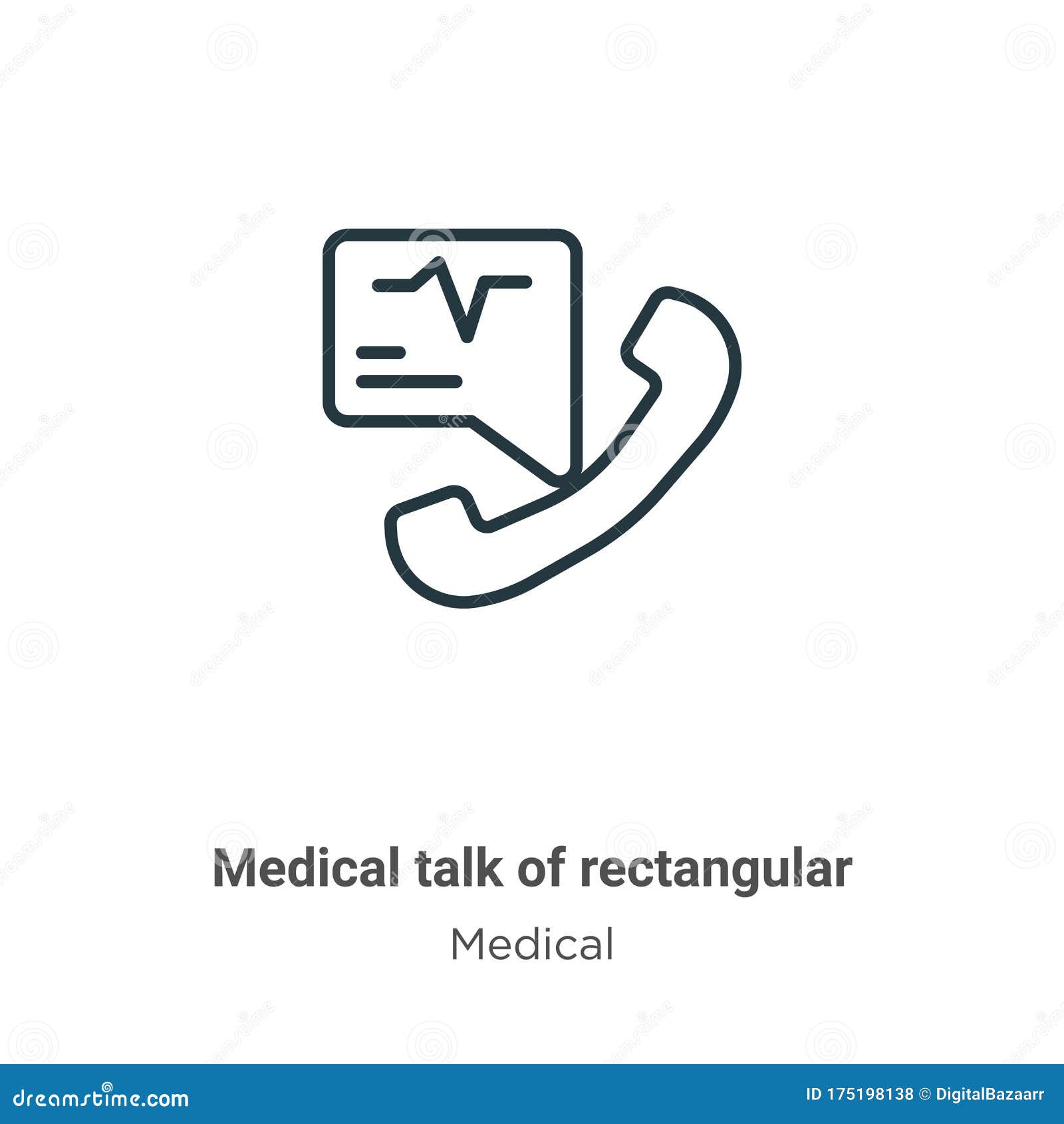 Medical Talk of Rectangular Outline Vector Icon. Thin Line Black ...
