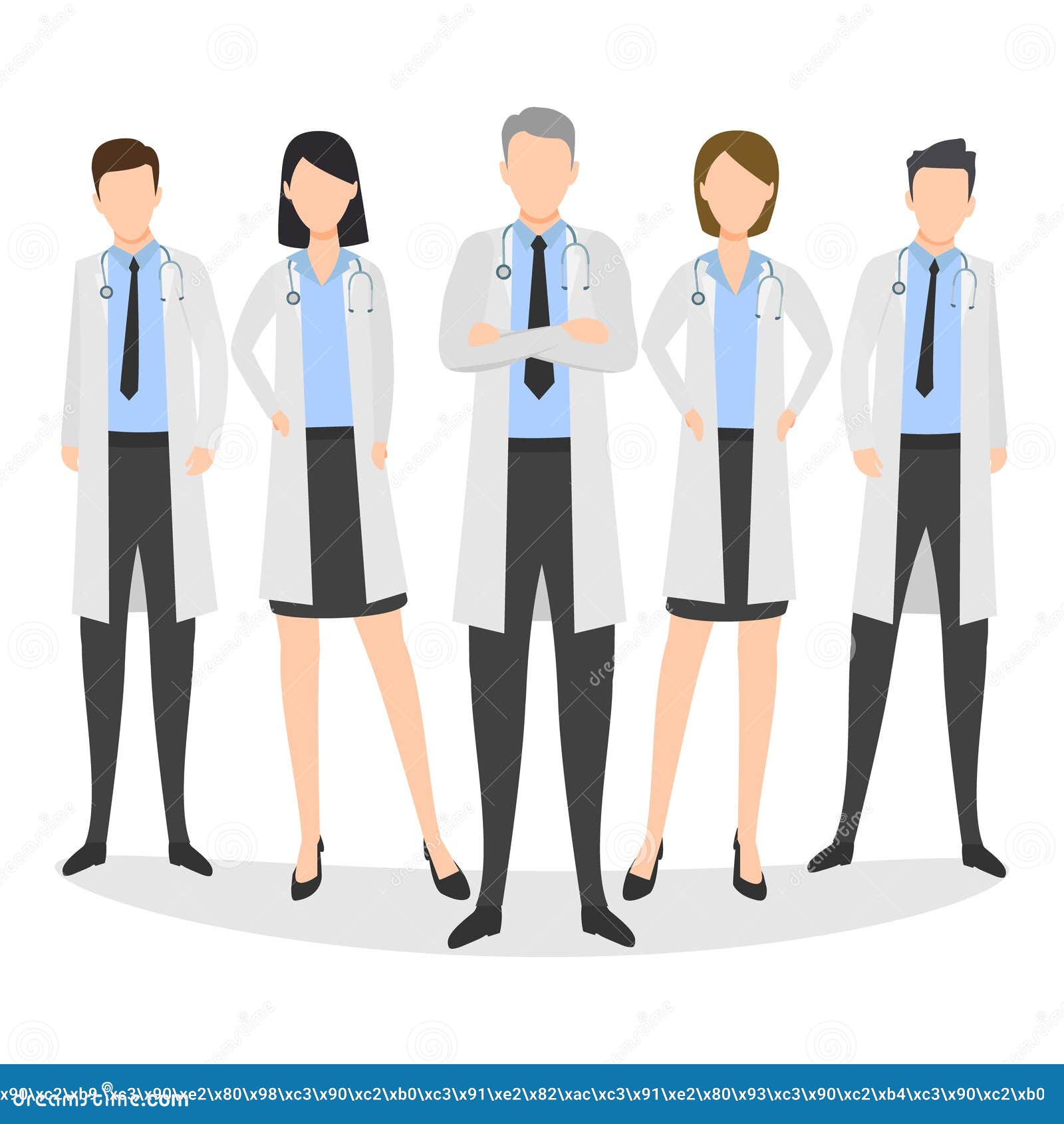 Medical Team. Concept Vector Illustration with Five Doctors Isolated on ...