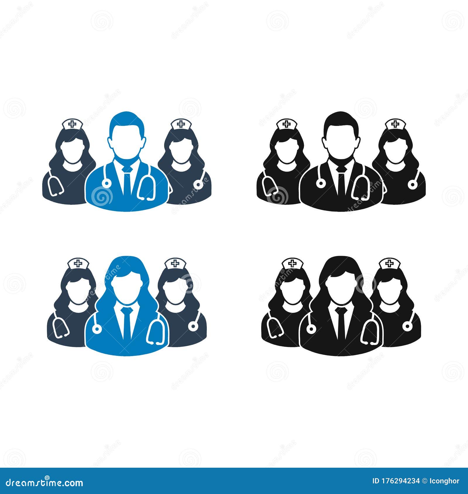 Medical Team Icon Set. stock vector. Illustration of vector - 176294234
