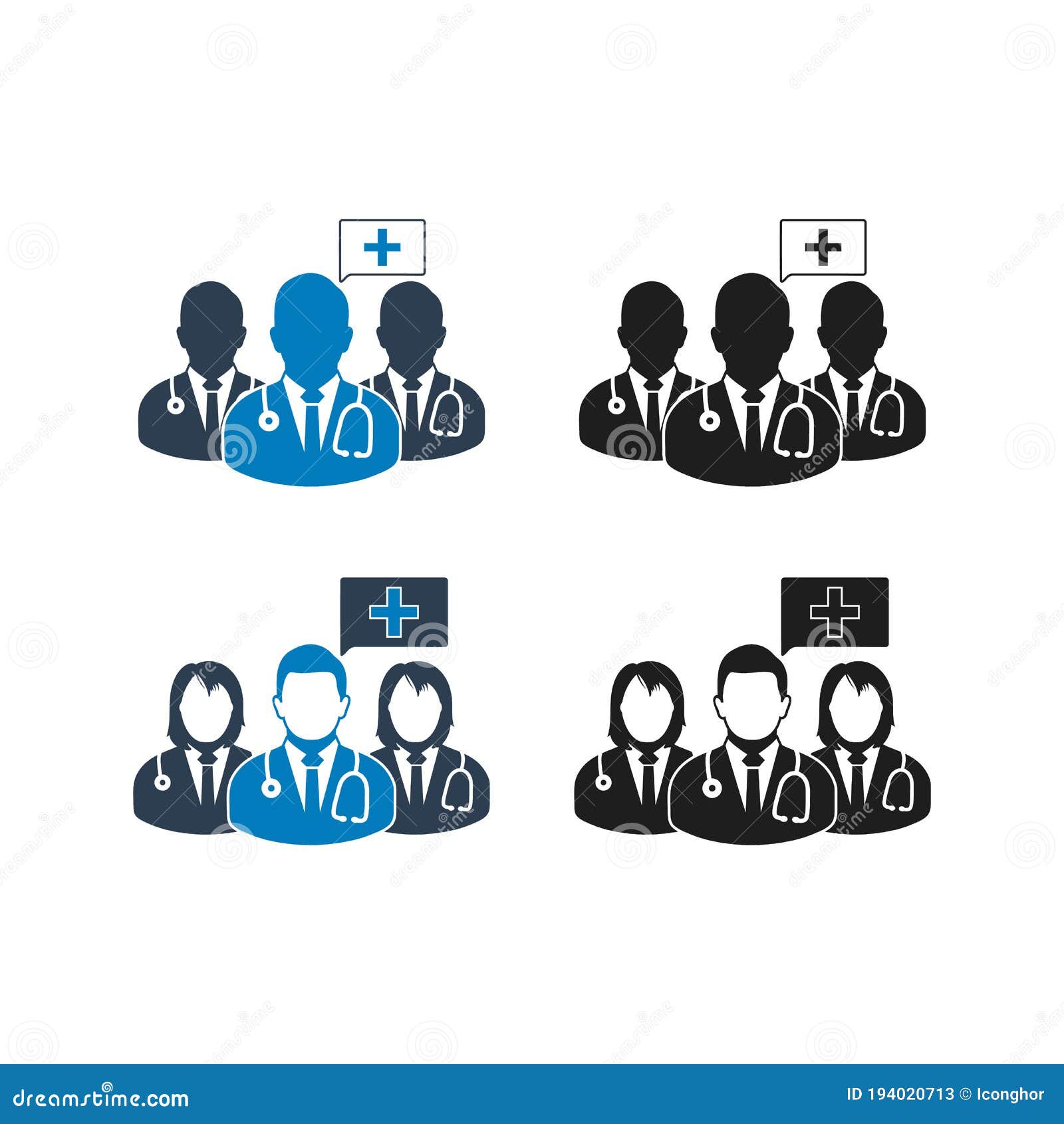 Medical Team Icon Set. stock vector. Illustration of person - 194020713