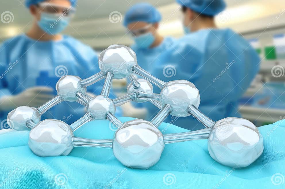 Medical Team in Operating Room with Molecular Structure Concept Stock ...