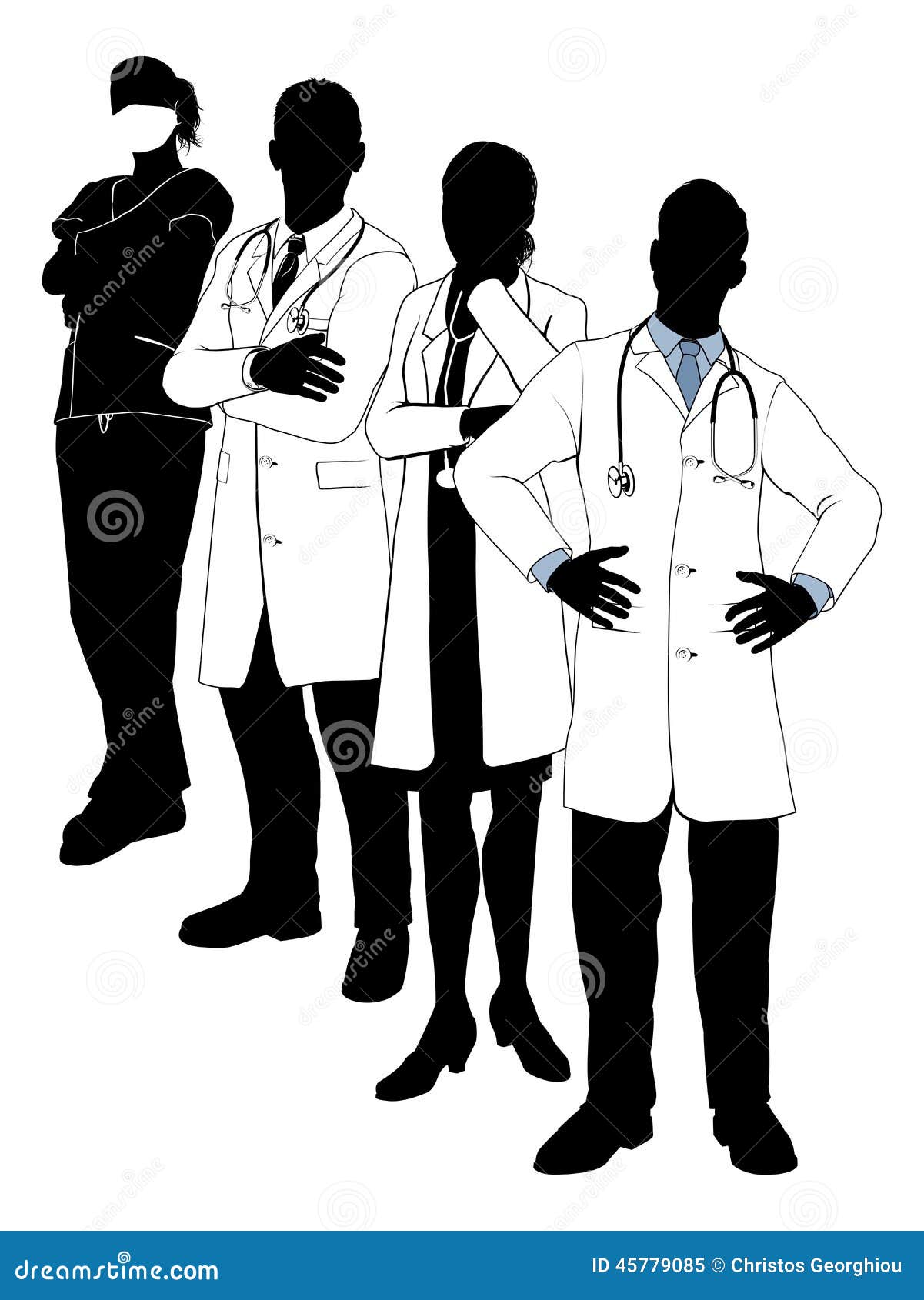 Medical team silhouettes stock vector. Illustration of nurse - 45779085