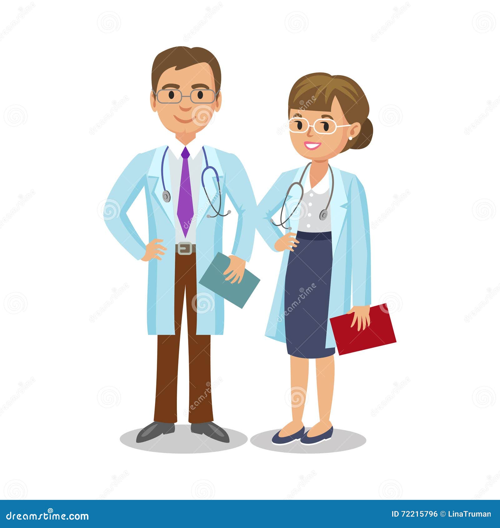 Medical Team Two Doctors With Stethoscopes Man And Woman Stock Vector