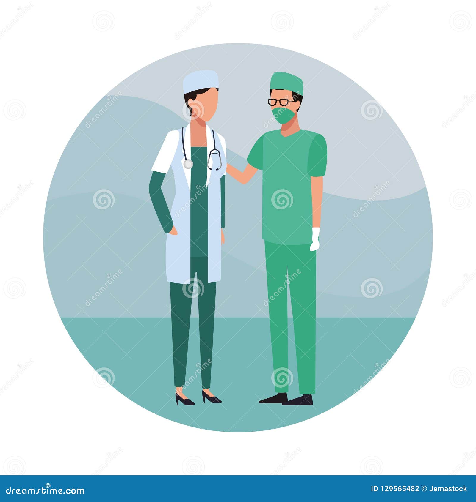 Medical Teamwork Round Icon Stock Vector - Illustration of illness ...