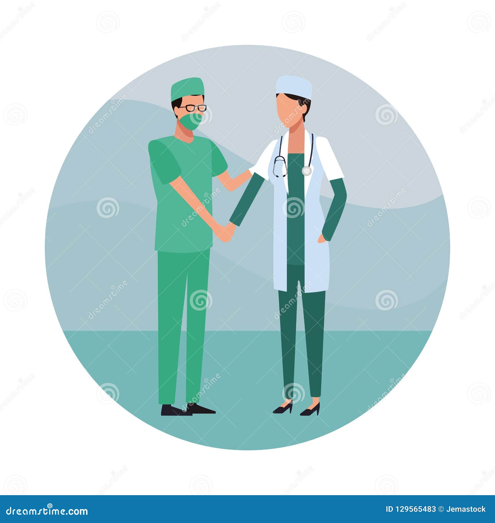 Medical Teamwork Round Icon Stock Vector - Illustration of sign ...