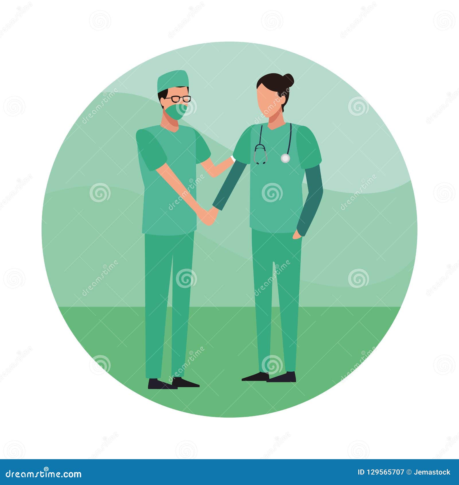 Medical Teamwork Round Icon Stock Vector - Illustration of collection ...